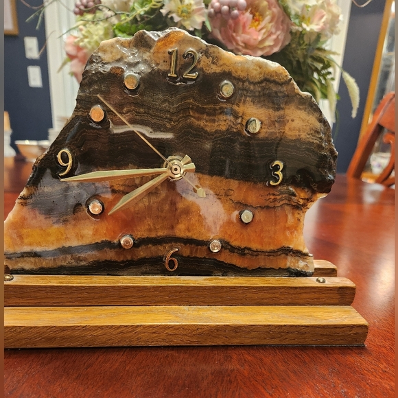 Wall Decor | Stunning And Gorgeous Natural Brown Agate Clock With Wood ...